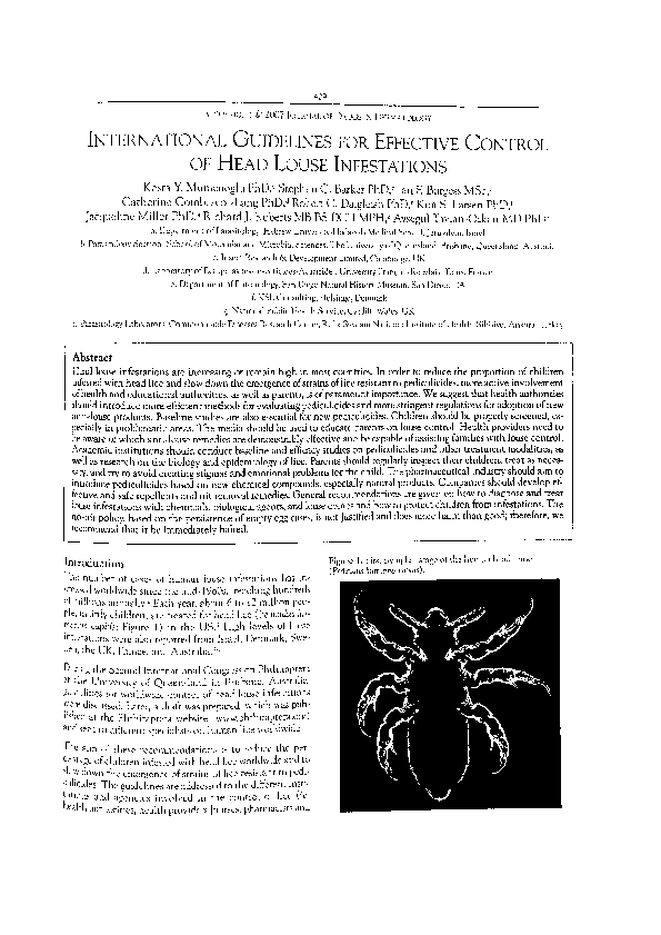 (PDF) International guidelines for effective control of head louse ...