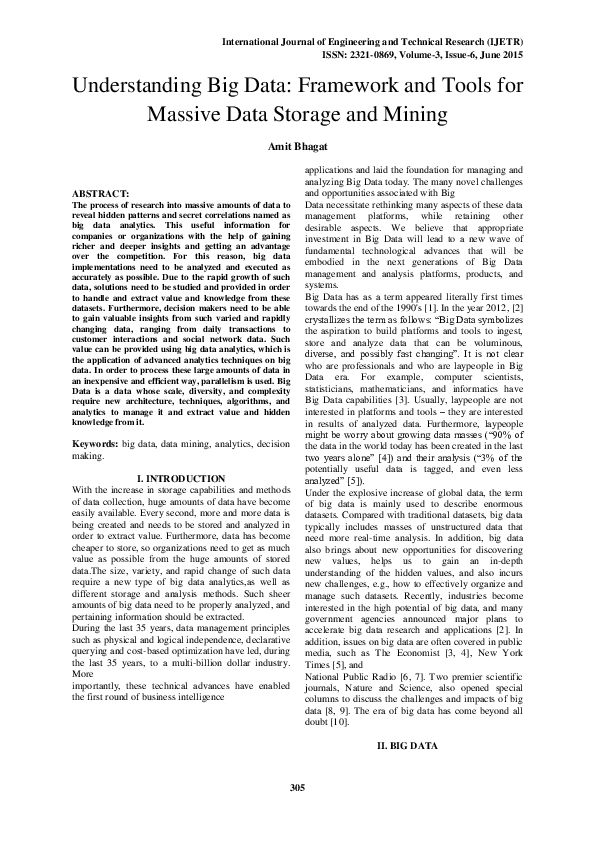 (PDF) Understanding Big Data: Framework and Tools for Massive Data ...