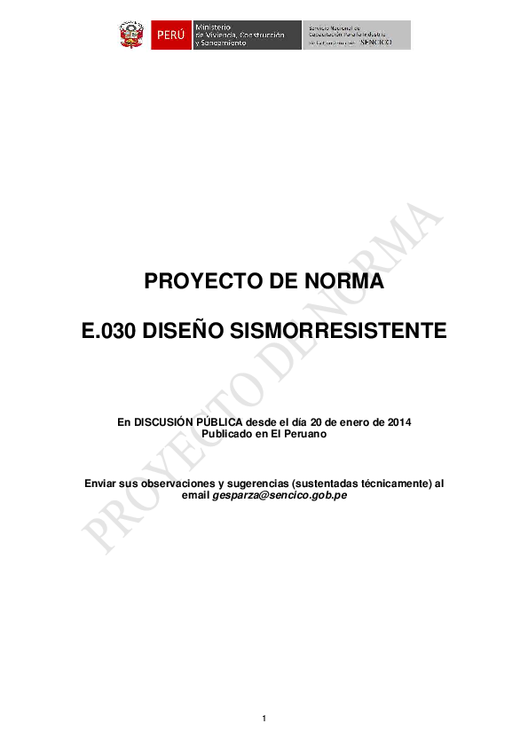 (PDF) PROYECTO DE NORMA E.030 DISEÑO SISMORRESISTENTE
