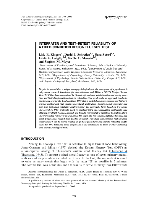 (PDF) Interrater and Test–Retest Reliability of a Fixed Condition ...