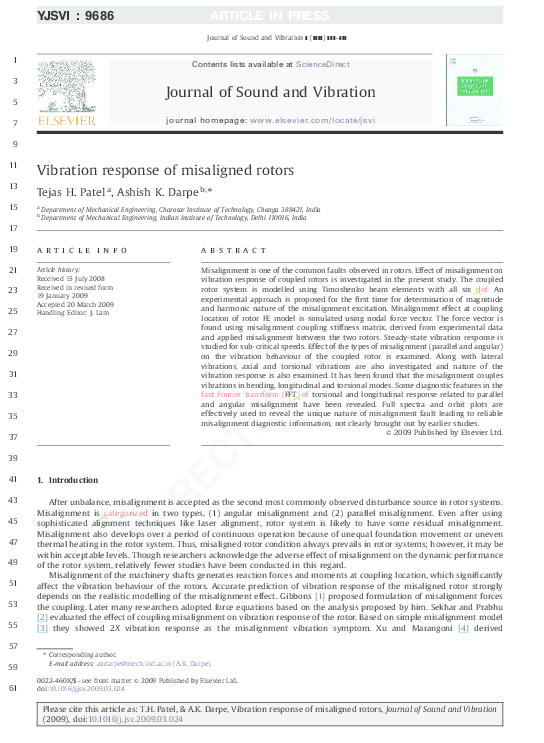 (PDF) Vibration response of misaligned rotors