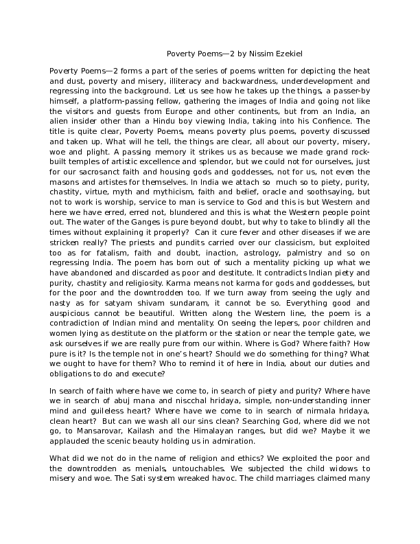 (DOC) Poverty Poems—2 by Nissim Ezekiel