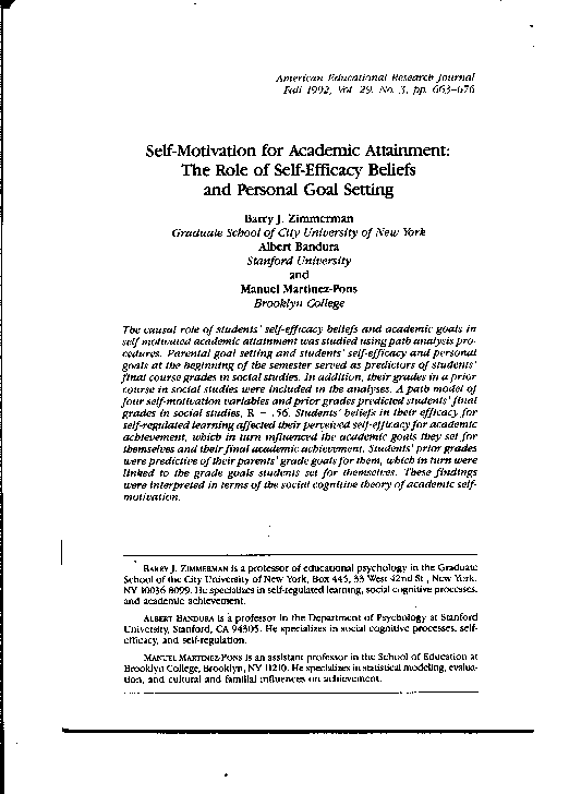(PDF) Self-Motivation for Academic Attainment: The Role of Self ...