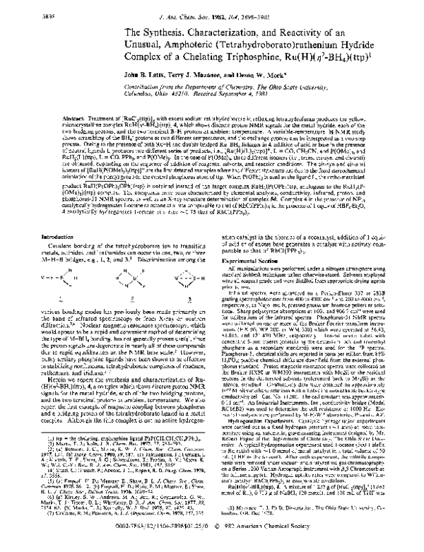 (PDF) The synthesis, characterization, and reactivity of an unusual ...