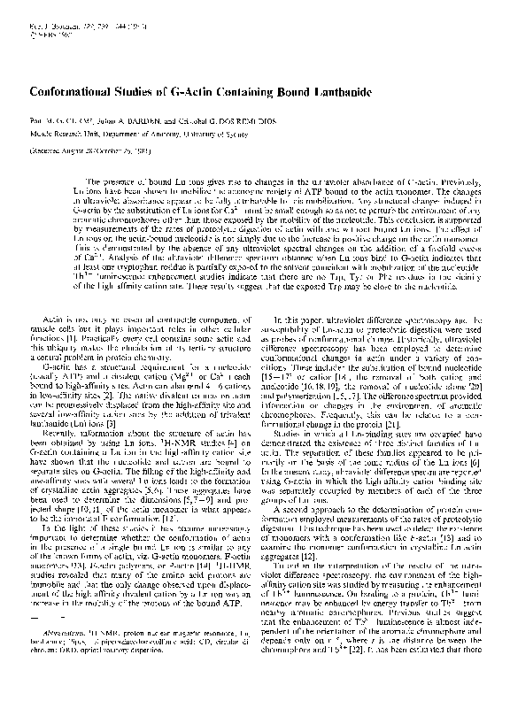 (PDF) Conformational Studies of G-Actin Containing Bound Lanthanide ...