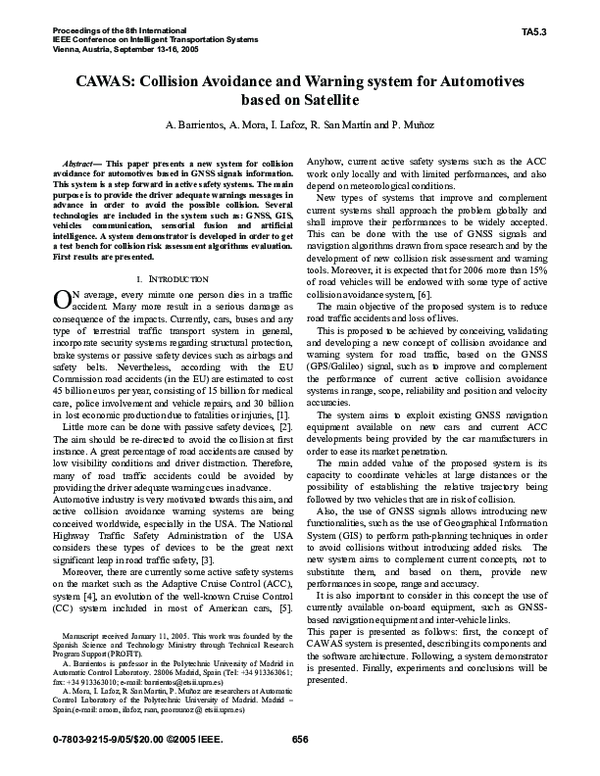 (PDF) CAWAS: collision avoidance and warning system for automotives based on satellite | Adrian ...