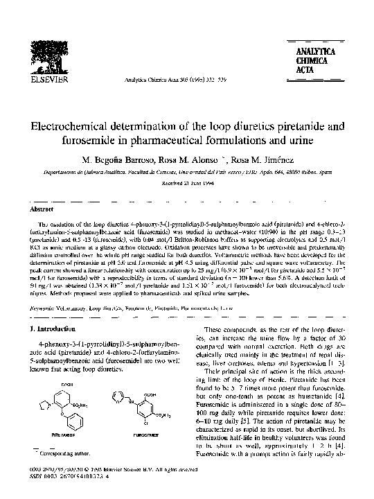 (PDF) Electrochemical determination of the loop diuretics piretanide ...