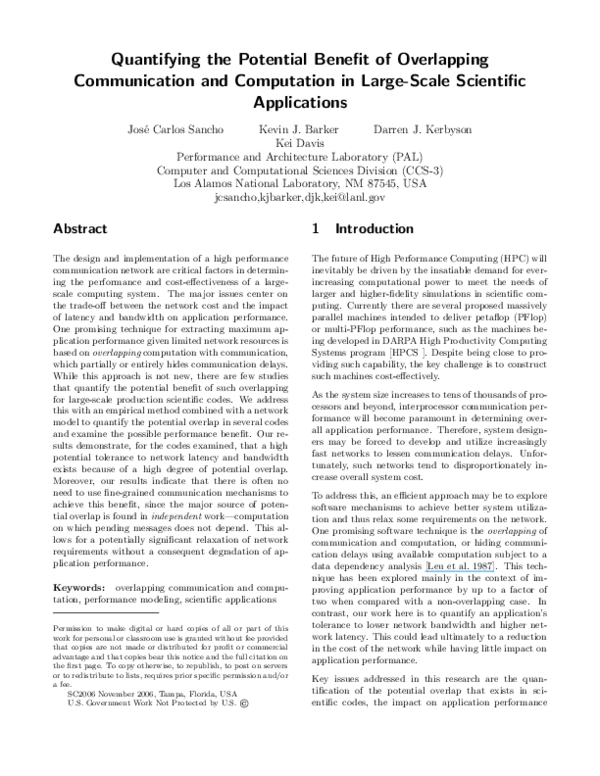 Pdf Quantifying The Potential Benefit Of Overlapping Communication And Computation In Large