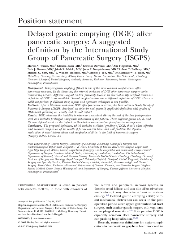 (PDF) Postpancreatectomy hemorrhage (PPH)–An International Study Group ...