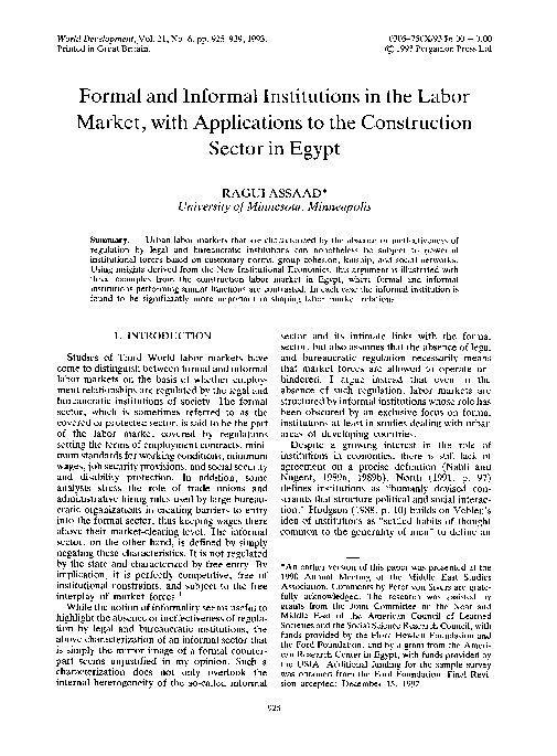 (PDF) Formal and informal institutions in the labor market, with ...