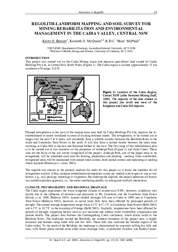 (PDF) Regolith-Landform Mapping and Soil Survey for Mining ...