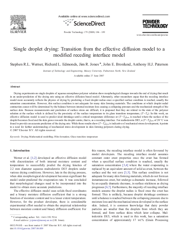 (PDF) Single droplet drying: Transition from the effective diffusion ...