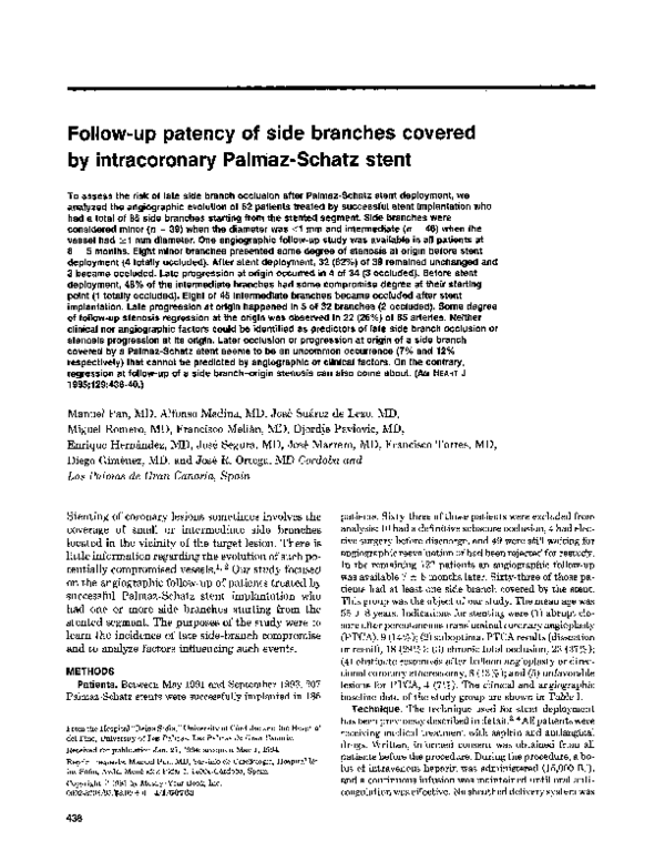 (PDF) Follow-up patency of side branches covered by intracoronary ...