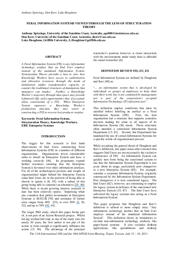 (PDF) Feral Information Systems Viewed Through The Lens Of Structuration Theory