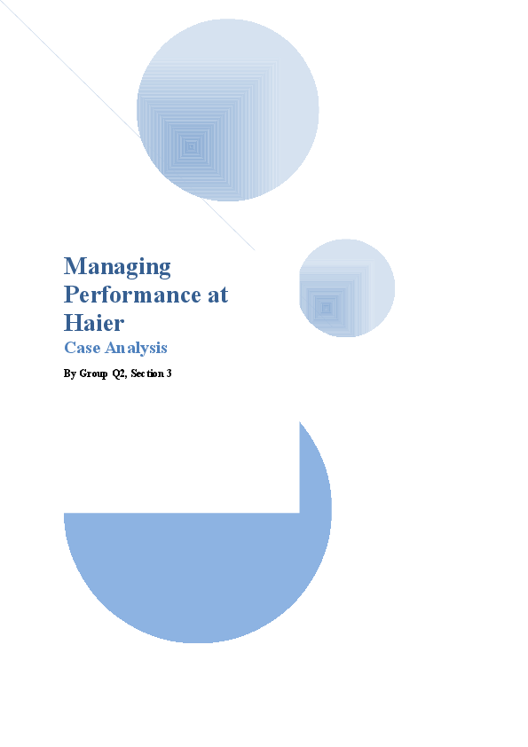 (PDF) Managing Performance at Haier Case Analysis By Group Q2, Section 3 (PDF) Managing Performance at Haier Case Analysis By Group Q2, Section 3
