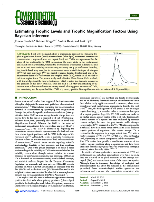 (PDF) Estimating Trophic Levels and Trophic Magnification Factors Using ...