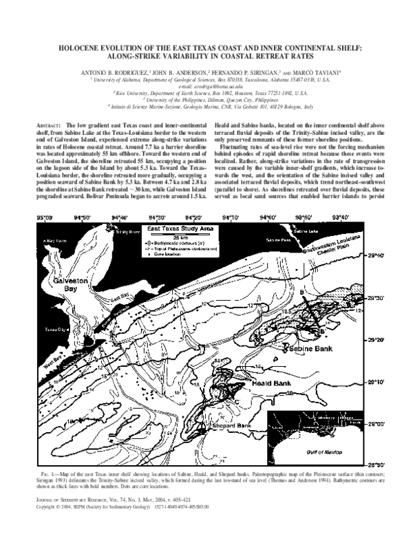 (PDF) Holocene Evolution of the East Texas Coast and Inner Continental Shelf: Along-Strike ...