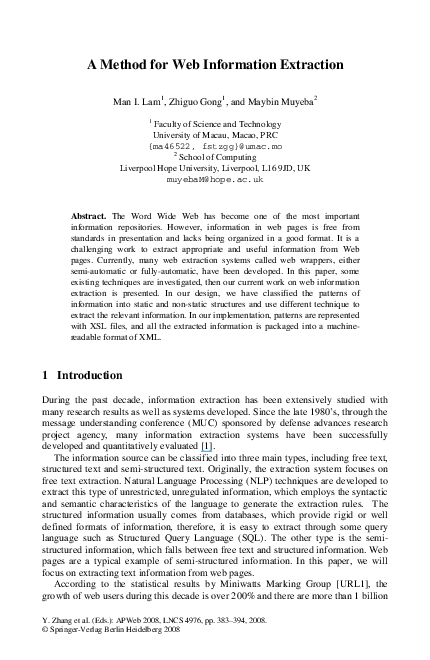 (PDF) A Method for Web Information Extraction