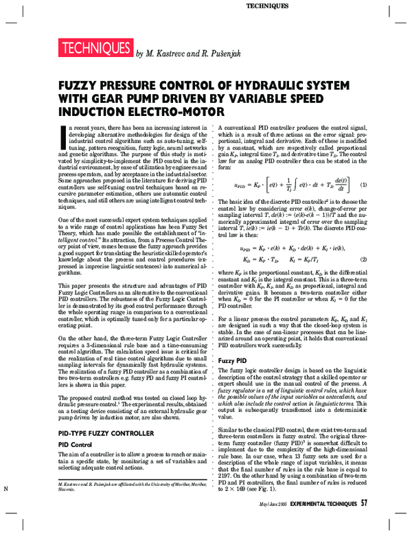(PDF) FUZZY PRESSURE CONTROL OF HYDRAULIC SYSTEM WITH GEAR PUMP DRIVEN BY VARIABLE SPEED ...