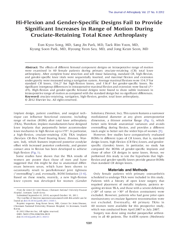 (PDF) Hi-Flexion and Gender-Specific Designs Fail to Provide ...