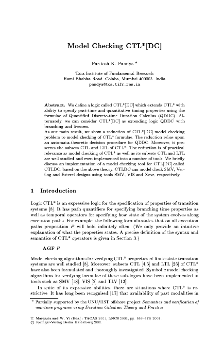 Pdf Model Checking Ctl Dc 