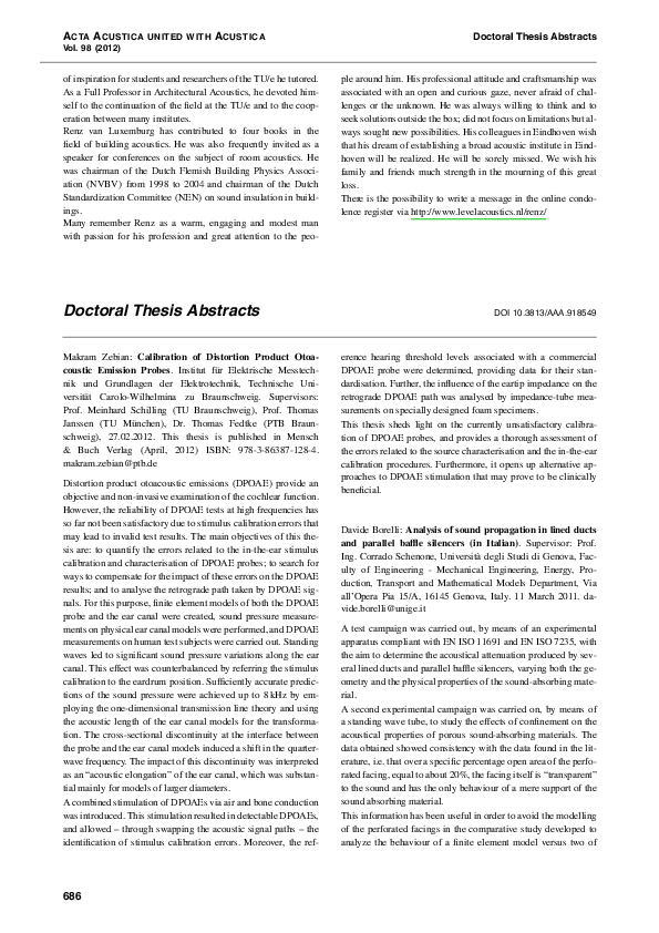 (PDF) Doctoral Thesis Abstracts