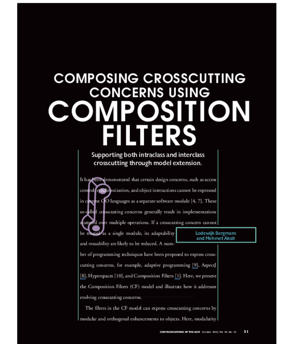 (PDF) Composing crosscutting concerns using composition filters