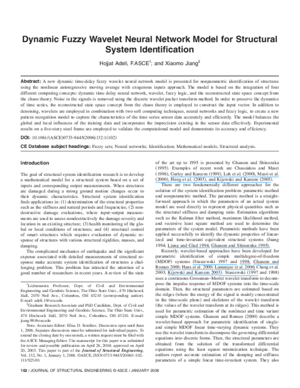 Pdf Dynamic Fuzzy Wavelet Neural Network Model For Structural System