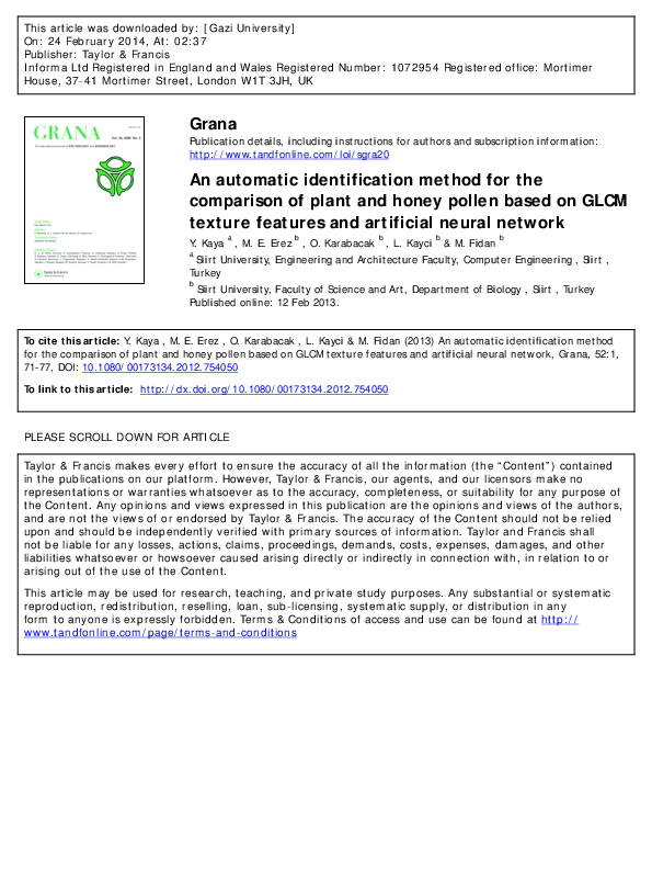 (PDF) An automatic identification method for the comparison of plant and honey pollen based on ...