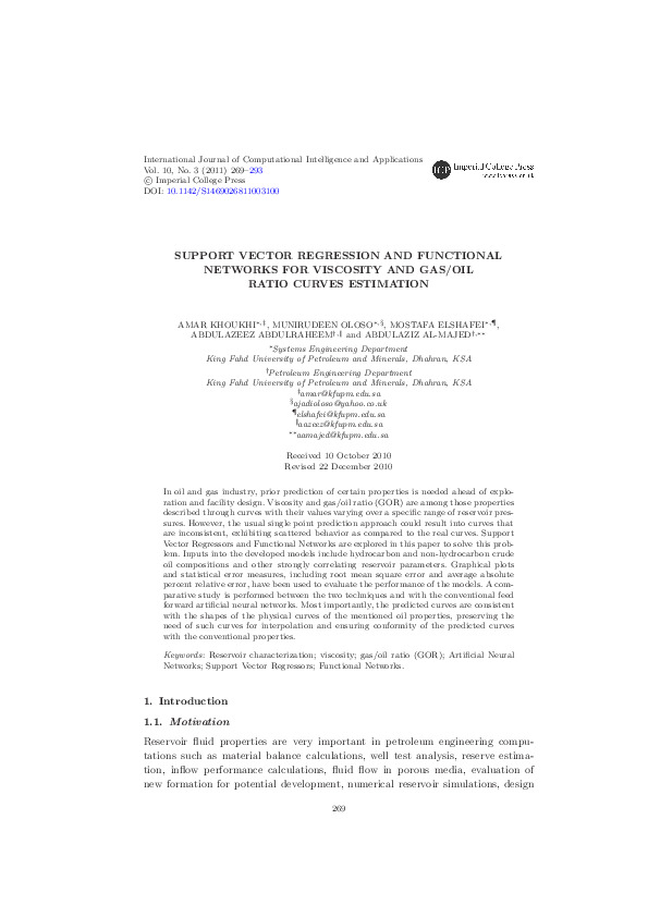 (PDF) Support Vector Regression and Functional Networks for Viscosity ... (PDF) Support Vector Regression and Functional Networks for Viscosity ...