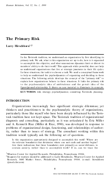 (PDF) The Primary Risk