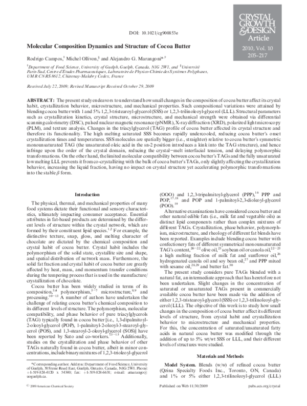 (PDF) Molecular Composition Dynamics and Structure of Cocoa Butter