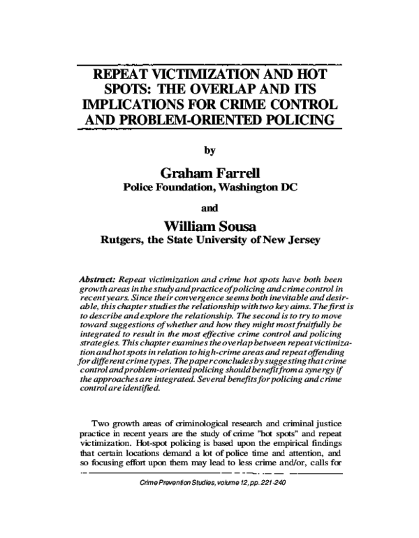 (PDF) Repeat victimization and hot spots: the overlap and its ...
