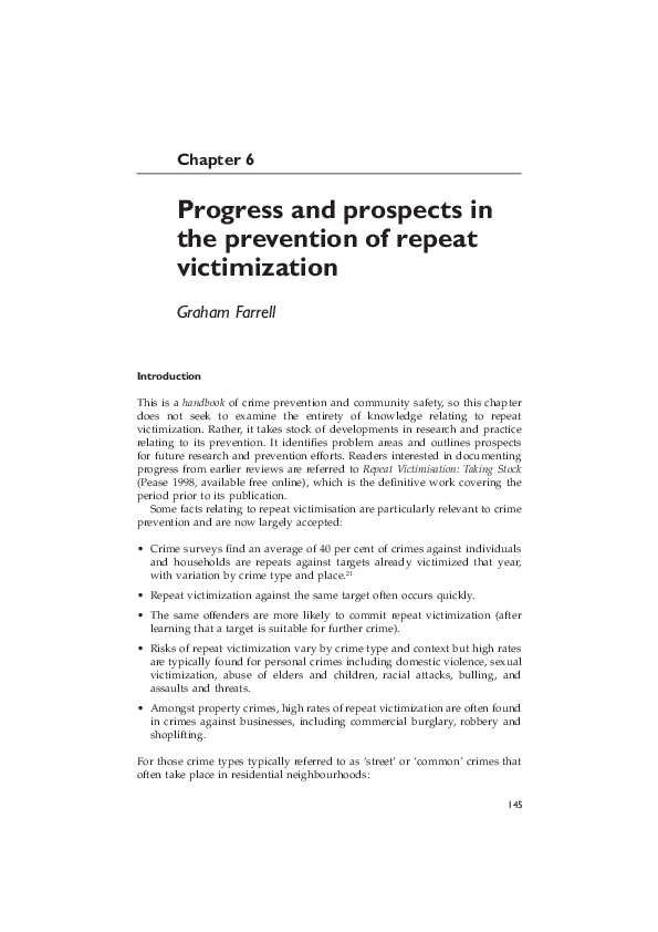 (PDF) Progress and prospects in the prevention of repeat victimization