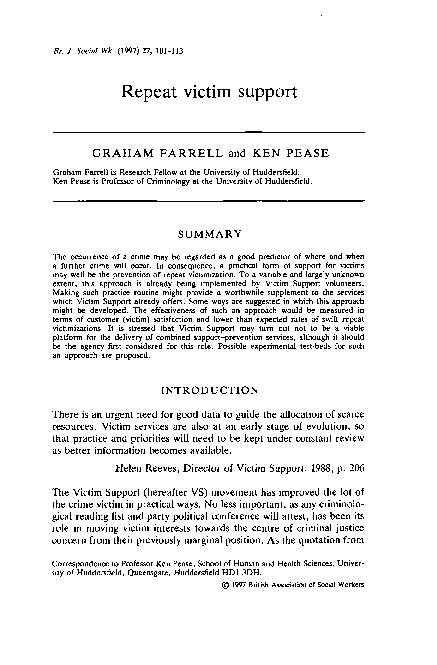 (PDF) Repeat Victim Support