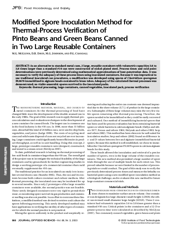 (PDF) Modified Spore Inoculation Method for Thermal-Process ...