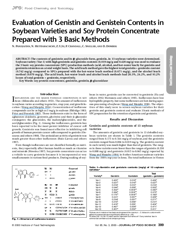(PDF) Evaluation of Genistin and Genistein Contents in Soybean ...