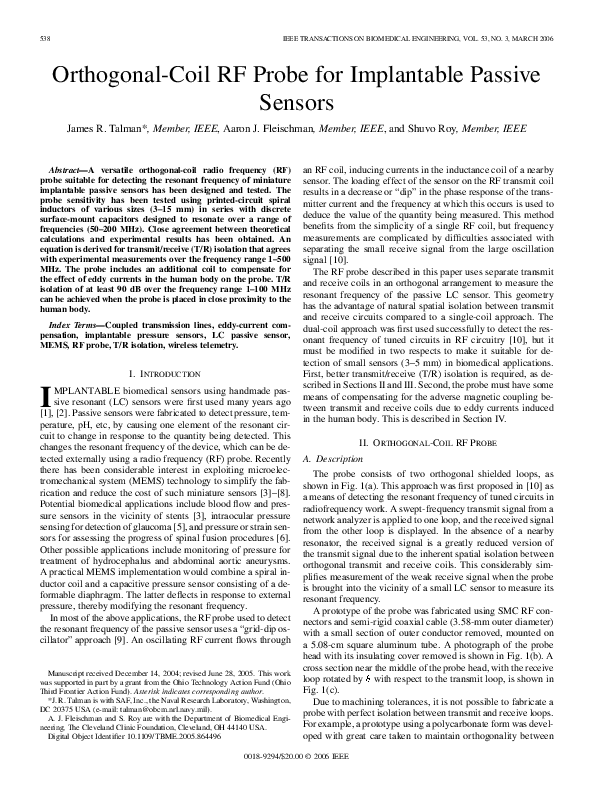 (PDF) Orthogonal-coil RF probe for implantable passive sensors