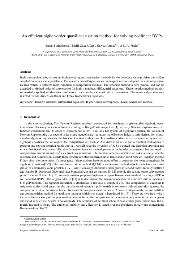 (PDF) An Efficient Higher-Order Quasilinearization Method for Solving Nonlinear BVPs