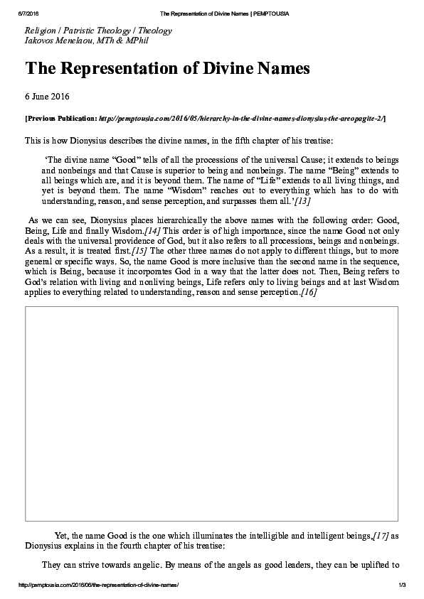 (PDF) Part II, The Representation of Divine Names