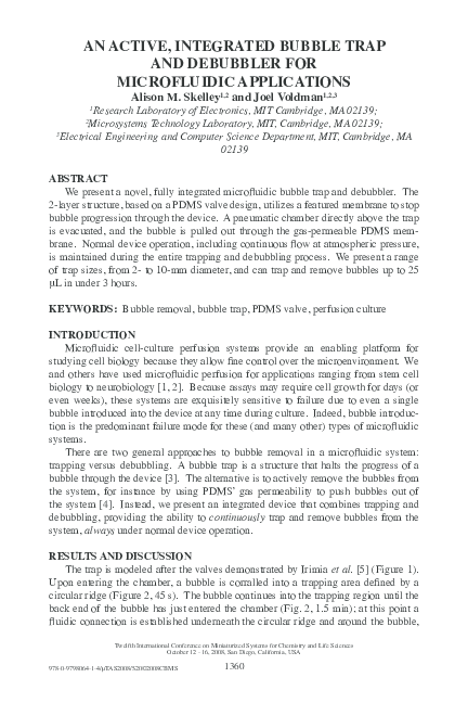 (PDF) An Active, Integrated Bubble Trap and Debubbler for Microfluidic ...