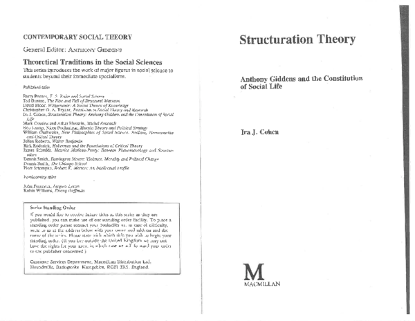 (PDF) Structuration Theory: Anthony Giddens and the Construction of ...