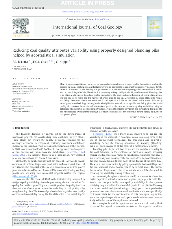 (PDF) Reducing coal quality attributes variability using properly ...