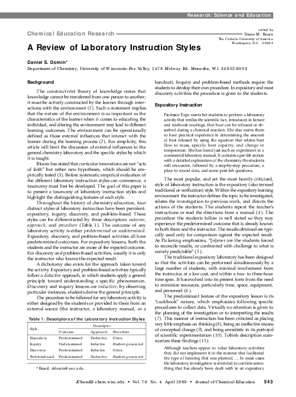 (PDF) A Review of Laboratory Instruction Styles