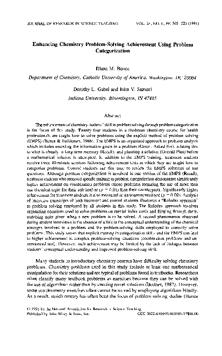 (PDF) Enhancing chemistry problem-solving achievement using problem categorization