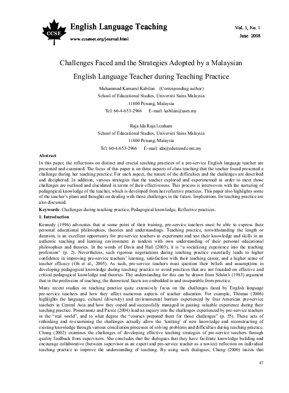 (PDF) Challenges faced and the strategies adopted by a Malaysian ...