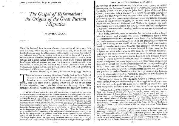 (PDF) The Gospel of Reformation: The Origins of the Great Puritan Migration