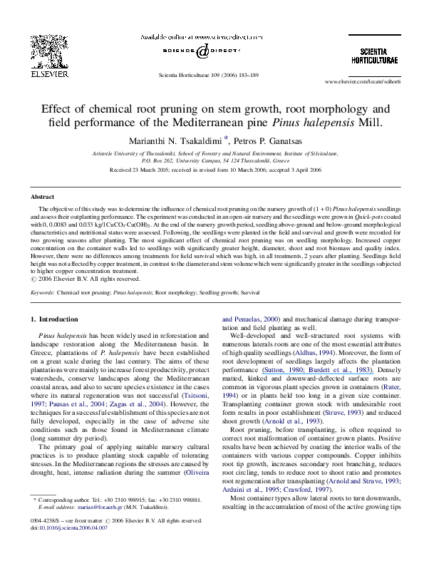 (PDF) Effect of chemical root pruning on stem growth, root morphology ...