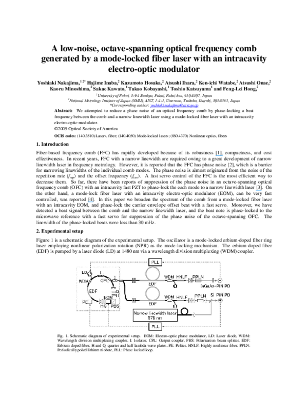(PDF) A low-noise, octave-spanning optical frequency comb generated by ...