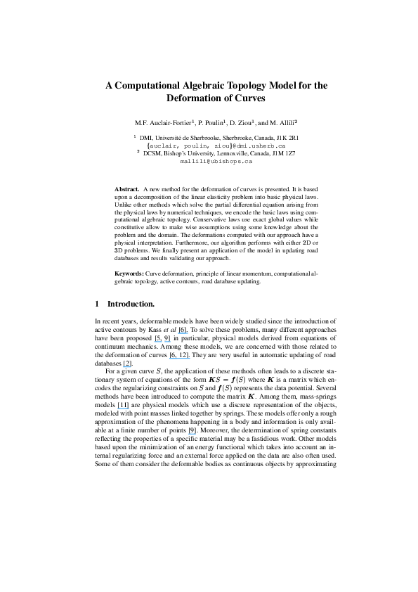 (PDF) A Computational Algebraic Topology Model for the Deformation of Curves